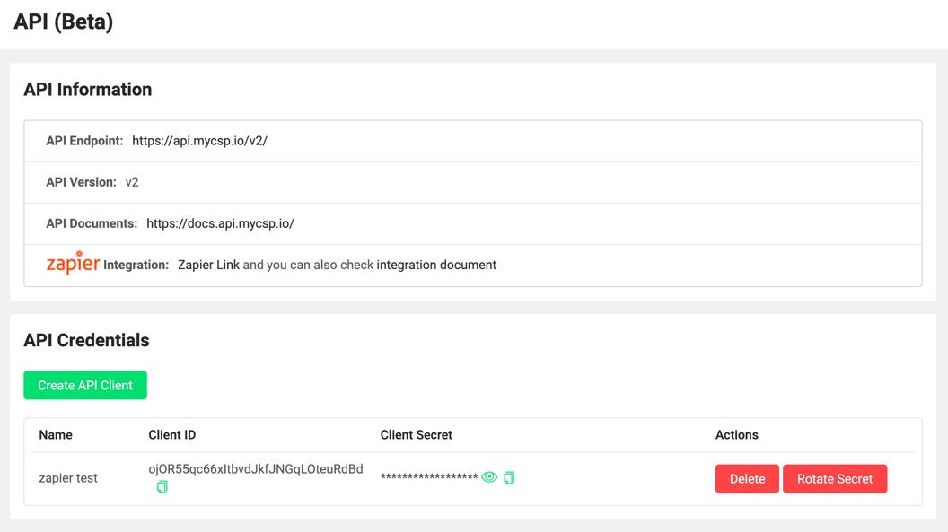 MyCSP - API v2 (Beta)